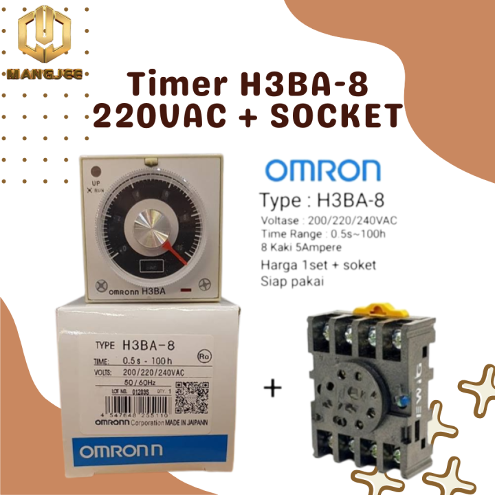 Timer H3BA - 8 220VAC + SOCKET Timmer H3BA 220VAC Multifungsi Digital ...
