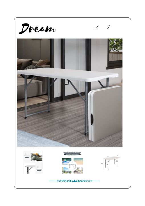 DREAM 4ft Heavy Duty Foldable Table Premium Quality White Steel ...