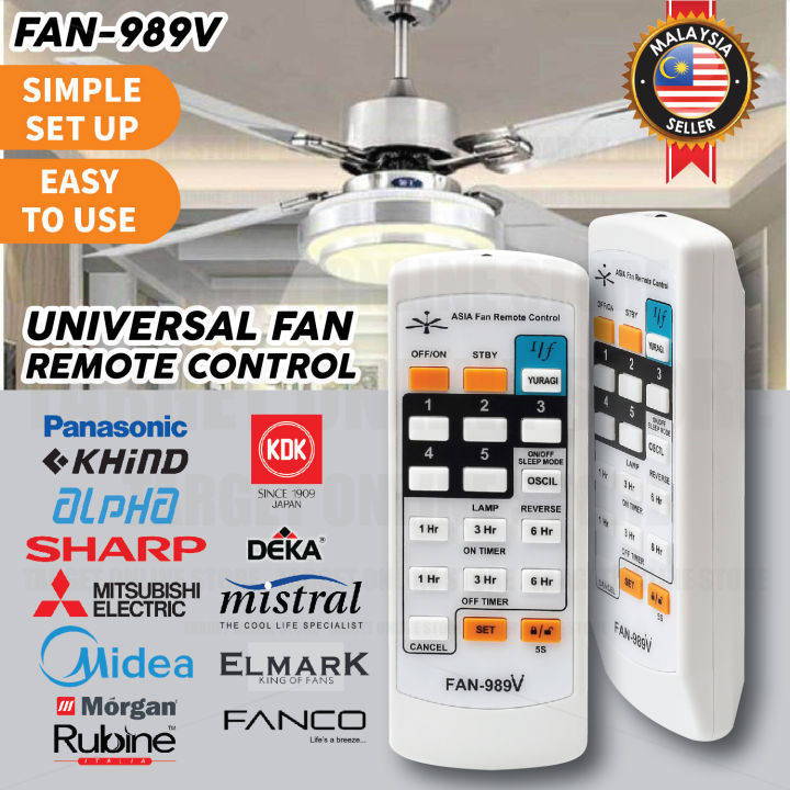 Replacement FAN-989V Universal Remote Control Ceiling Fan Wall Fan ...