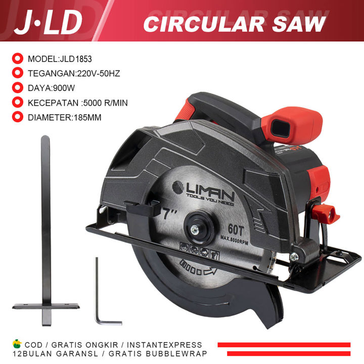 JLD CIRCULAR SAW 900w Mesin Potong Kayu Listrik 7OINCH Mesin Pemotong ...