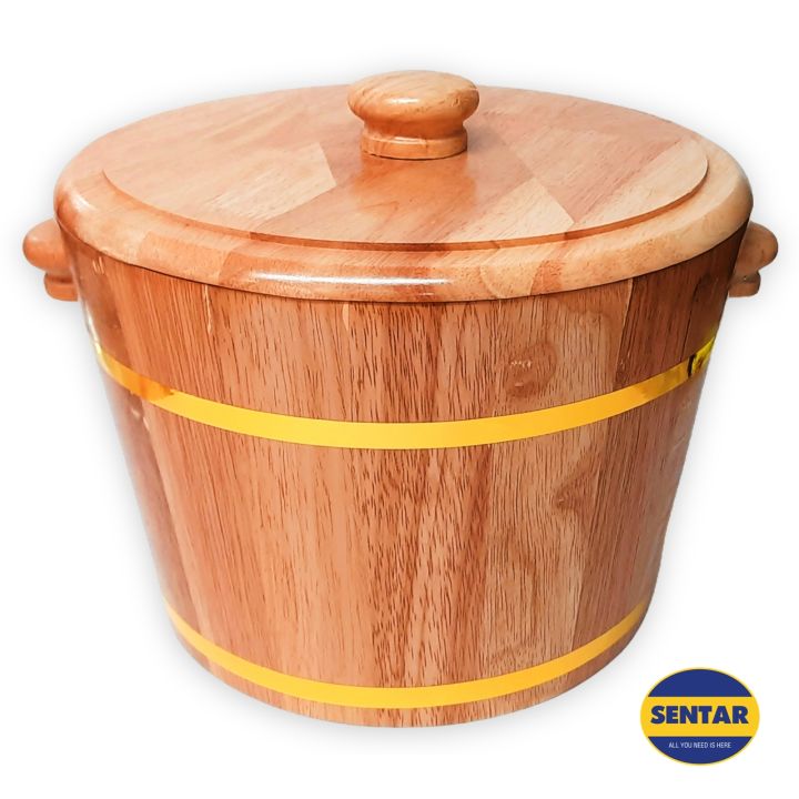 [100% Original] Wooden Rice Bucket / Rice storage container With Free ...