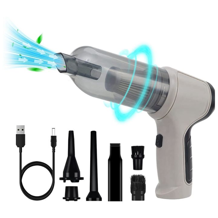 Compressed Air Duster 3-In-1 Mini Vacuum Reusable Rechargeable Cordless ...