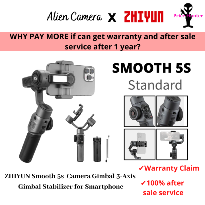ZHIYUN Smooth 5s Camera Gimbal 3-Axis Gimbal Stabilizer for Smartphone ...