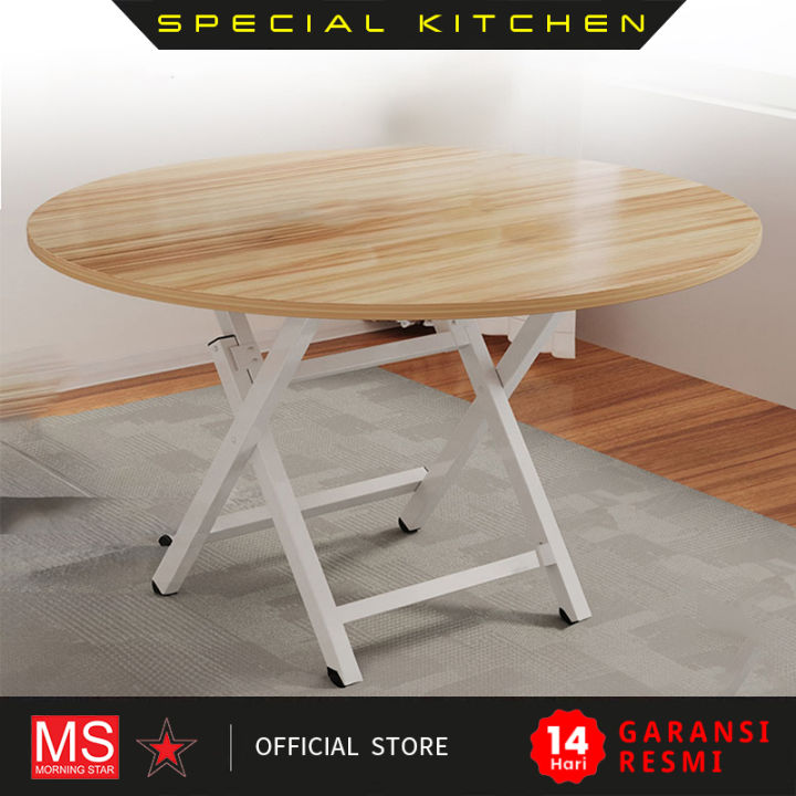 Meja Bulat Minimalis 60cm x 51cm Bahan Besi + Fiberboard (dilapisi HPL ...