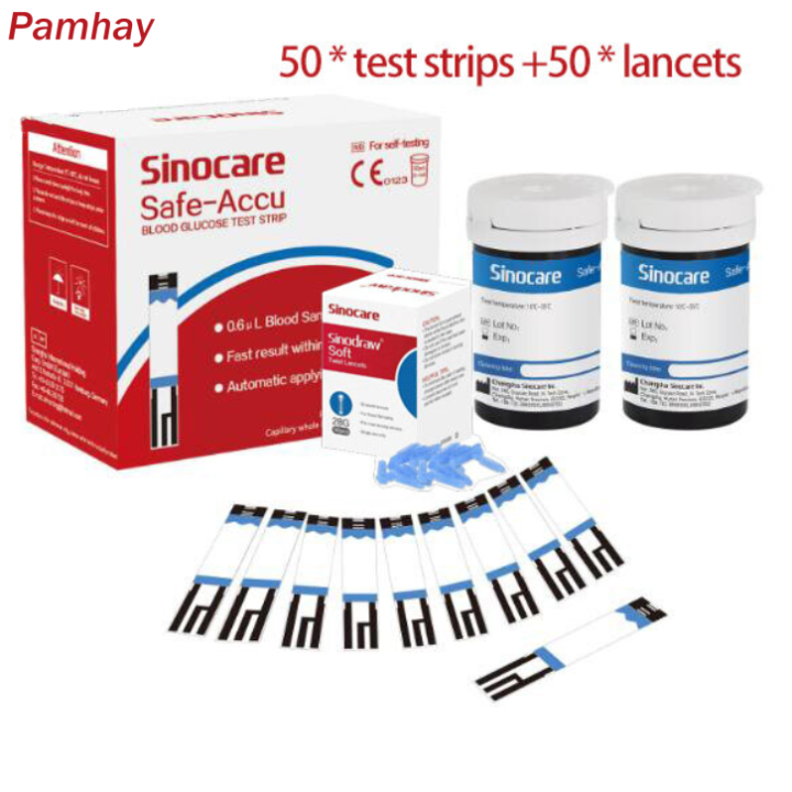 Sinocare Safe Accu Blood Glucose 50s Test Strips FREE 50s Lancets ...