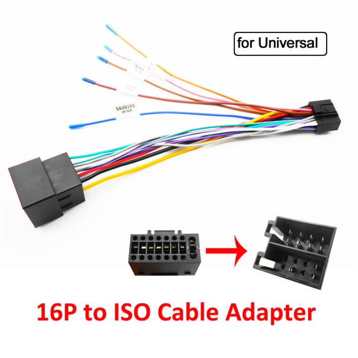 16 Pin to ISO Cable Adapter Car Head Unit Wire Harness Adapter for 2 ...