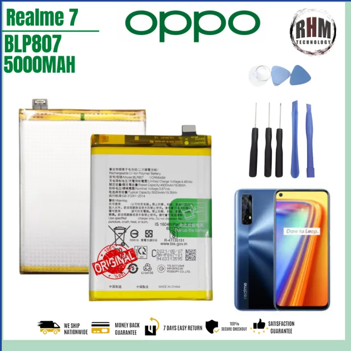 for Realme 7 (Battery model: BLP807 5000mAh) Original Equipment ...