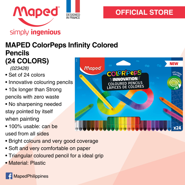 MAPED Infinity Colored Pencil | Self sharpen | 24 colors | 861601 ...
