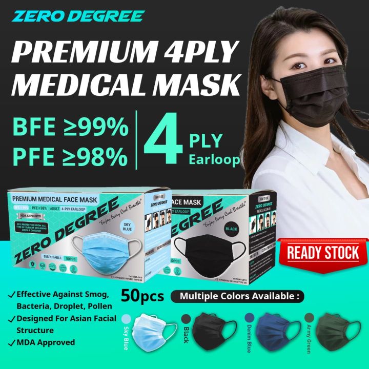 Zero Degree Premium 4PLY Medical Mask Face Mask 50'S 4ply 4 Layer ...