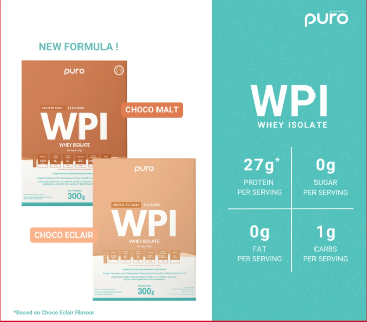 PURO ISOPRO Whey Protein Isolate GrassFed susu protein 1.2kg WPI ...