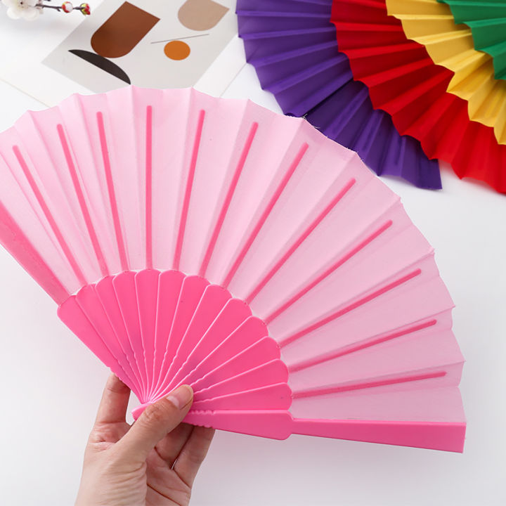Fashionable Colored Handheld Folding Fan Classic Style Solid Cute White ...