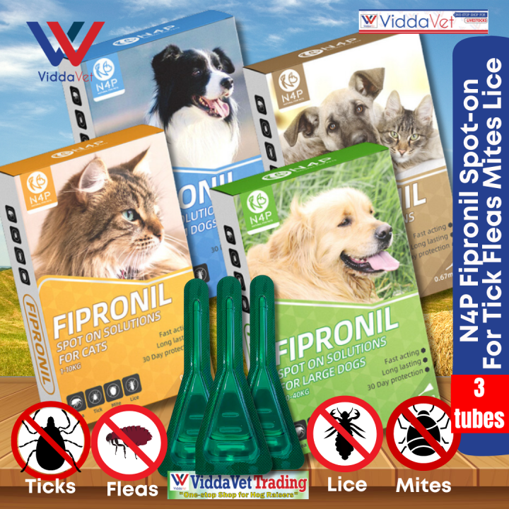 N4P FIPRONIL Spot Anti Ticks and Fleas Control for Dogs and Cats Frontline Plus Flea & Tick ...