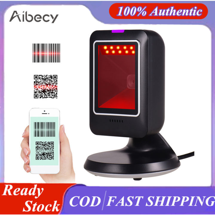 Aibecy MP6300Y 1D/2D/QR Omnidirectional Barcode Scanner USB Wired Bar ...