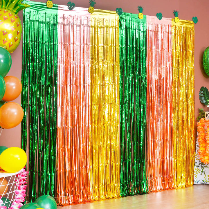 Party Decorations 6X3Ft Foil Fringe Curtains Decoration Backdrop Themed ...