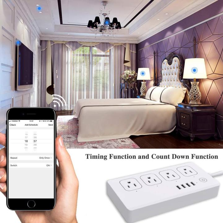 Wifi Smart Power Strip Socket with 4 AC Outlets and 4 USB Universal ...