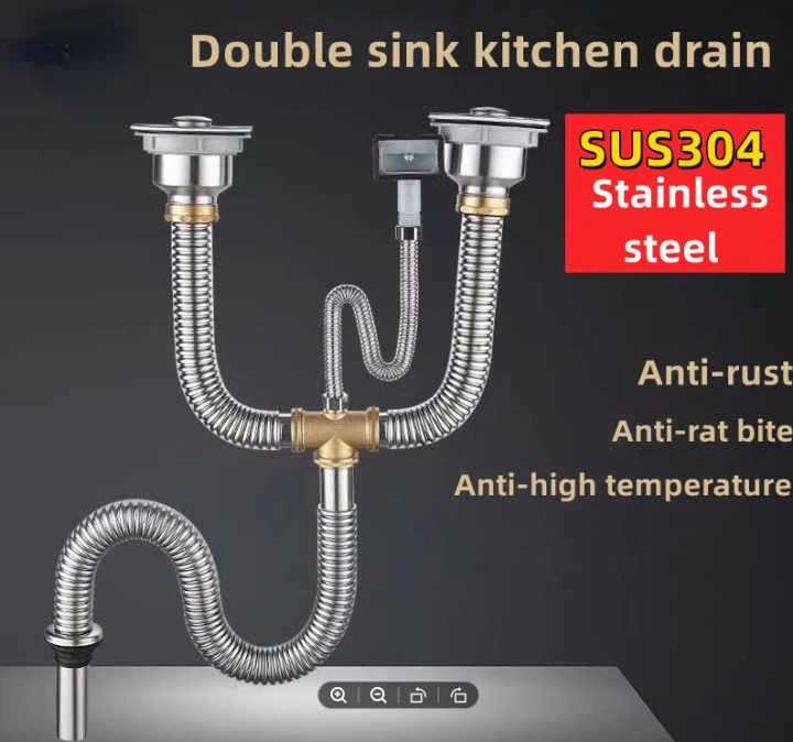304 stainless steel drainpipe kitchen sink downspout lengthened ...