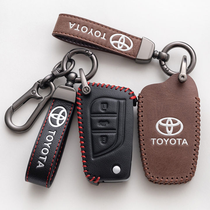 Leather Smart Car Key Case Cover Remote Fob Holder Shell Keychain ...