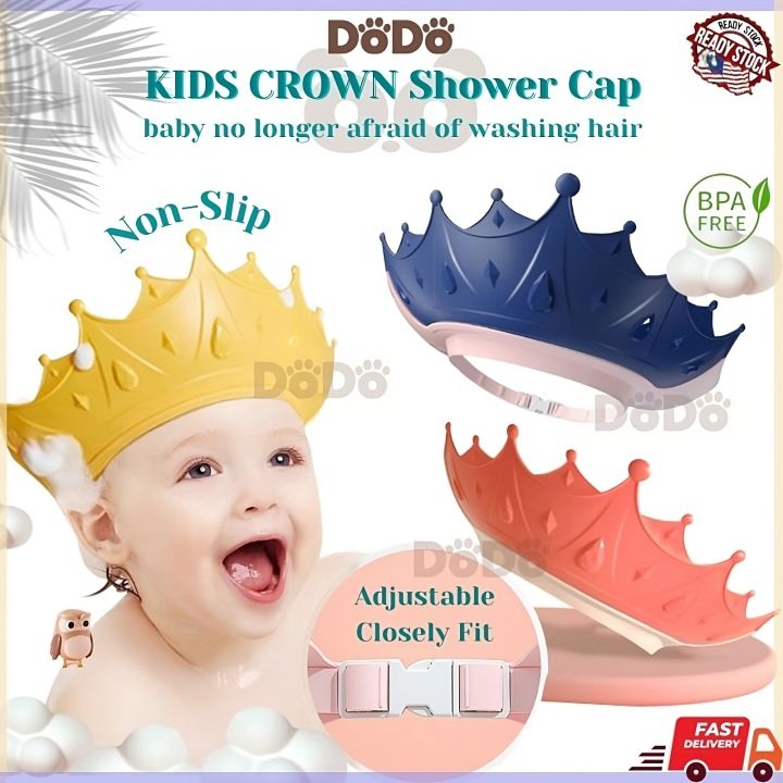 [READY STOCK 🇲🇾] Crown Baby Shower Cap(Adjustable)/Topi Mandi Bayi ...