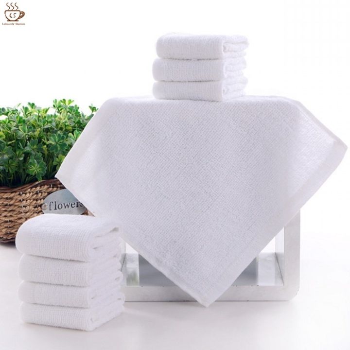 White Square Cotton Face Towel/ Travel Portable Small Hand Towels ...