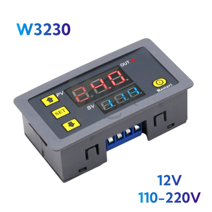 DC 12V AC 110V-220V Miniature Temperature Control Switch W3230 Display ...