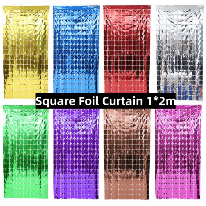 1*2M Foil Curtain Square For Birthday Backdrop Anniversaire Christmas ...