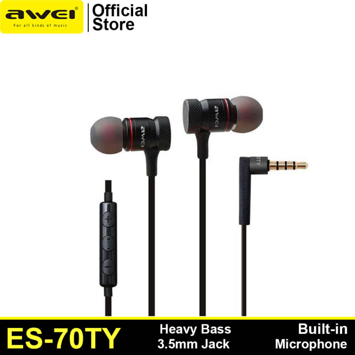 Awei ES-70TY 3.5mm Earphones In-Ear Headphone Noise Reduction Super Bass HIFI Stero Headset With ...