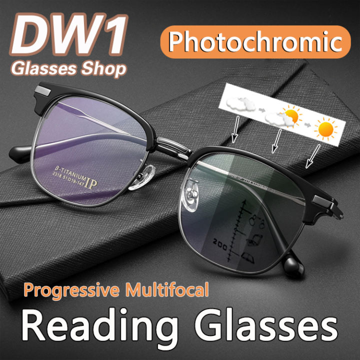 4 In1 Photochromic Progressive Multifocal Reading Glasses Men Women