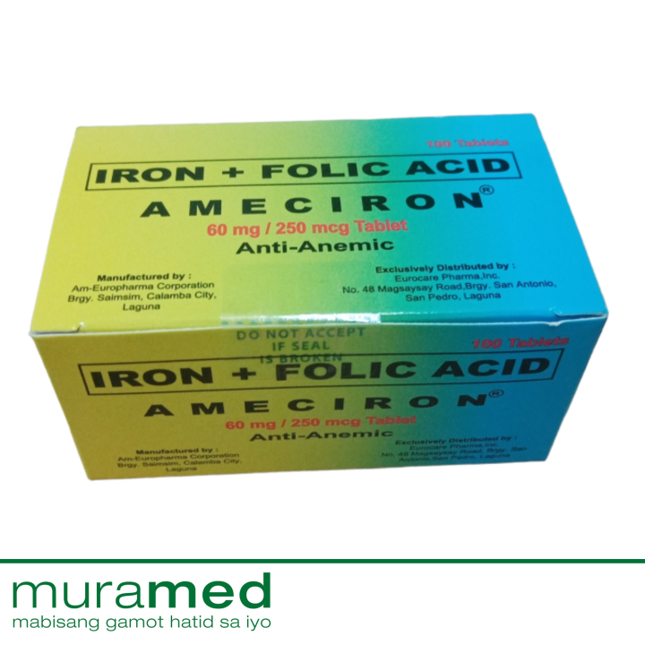 Iron + Folic acid (Ameciron) Tablet 100's | Lazada PH