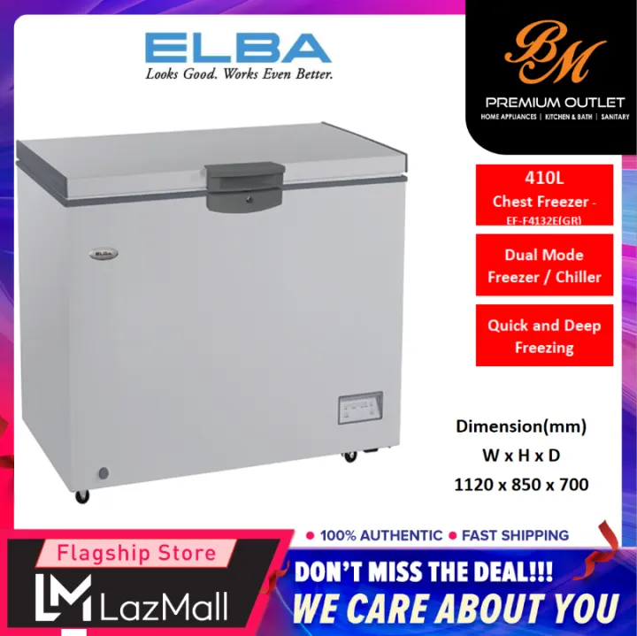 ELBA 410L Dual Chiller Or Chest Freezer / Penyejuk Beku ( EF-F4132E(GR ...
