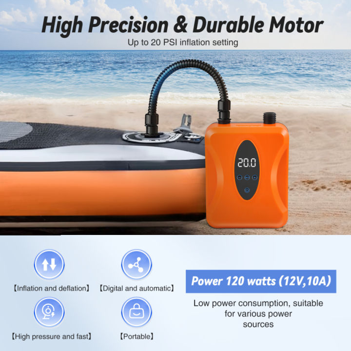 Electric Air Pump, 20psi Electric Paddle Board Pump, Smart Inflation ...