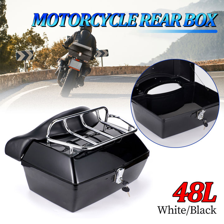 48L Universal Motorcycle Trunk Rear Storage Box Tail Luggage Trunk Case ...
