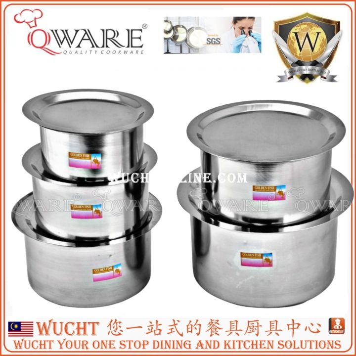 【WUCHT】5PCS STAINLESS STEEL INDIAN PAN SET (18-26CM) | Lazada