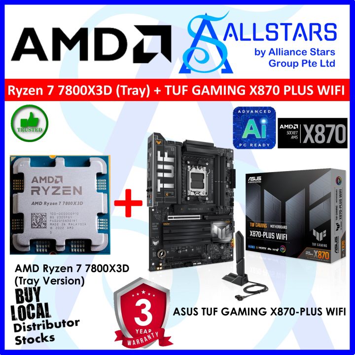 (ALLSTARS : CPU + Mainboard Bundle) AMD Ryzen 7 7800X3D AM5 (TRAY ...