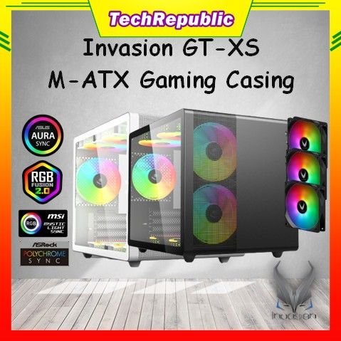 INVASION GT-XS M-ATX CASING / CASE / CHASSIS WITH 3 ARGB FAN ( BLACK ...