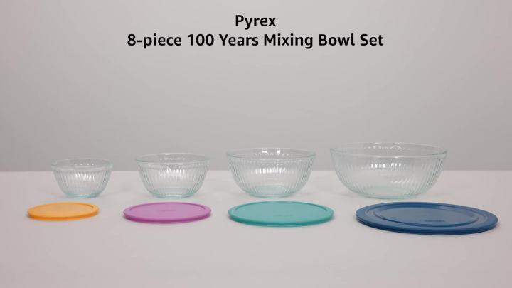Pyrex 8-piece 100 Years Glass Mixing Bowl Set (Limited Edition ...