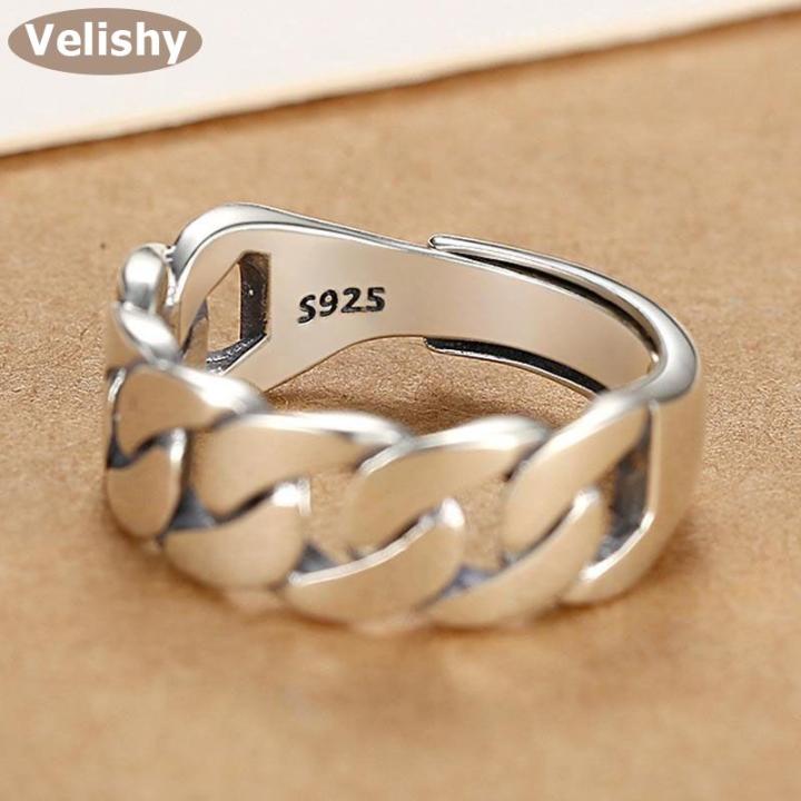 Velishy Jewelry Women's Twist Chain Ring - Non-Fading Finish, Unique ...