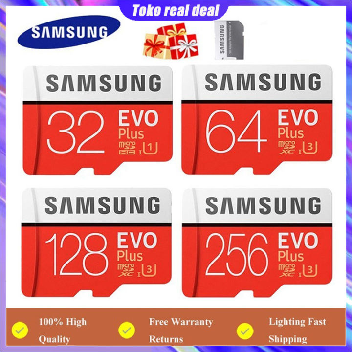 Samsung Evo Plus Kartu MicroSD 32/64/128/256GB Class10 U3 Memory Card ...