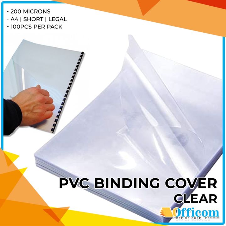 ღ100pcs PVC Binding Cover Clear 200 Microns A4 Short Legal Officom | Lazada PH