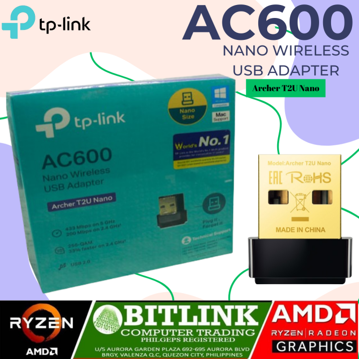 TP LINK AC600 NANO WIRELESS USB ADAPTER ARCHER T2U NANO | Lazada PH