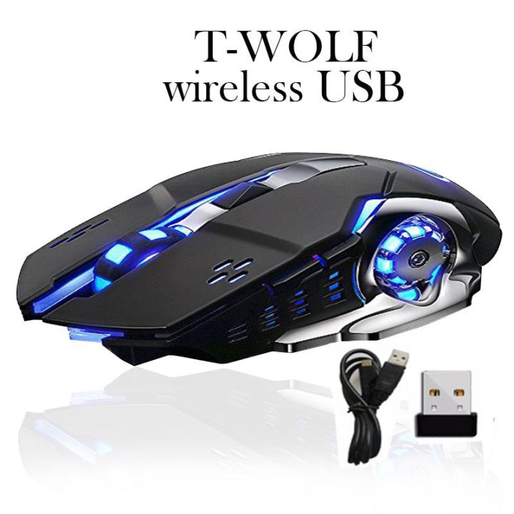 RPO T- Wolf Q13 Wireless Mouse Rechargeable Silent Ergonomic Gaming ...