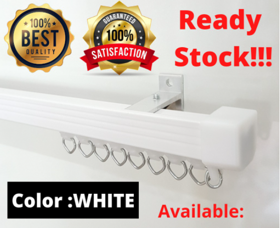 Heavy Duty Curtain Langsir Color:WHITE Single Track Batang Rail ...