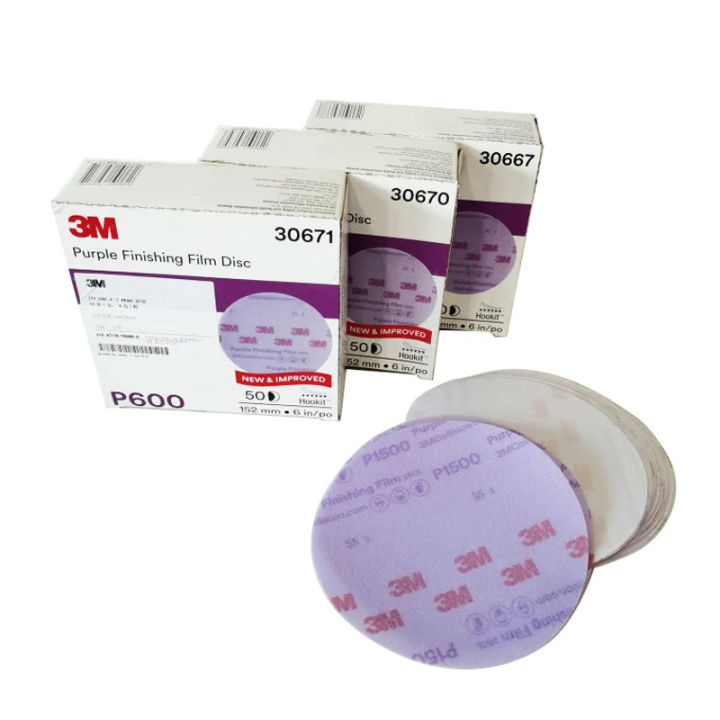 50pcs 3M 260 L 6 Inch Dry Abrasive Paper Car Paint Finish Polishing 150mm Round Self-adhesive ...