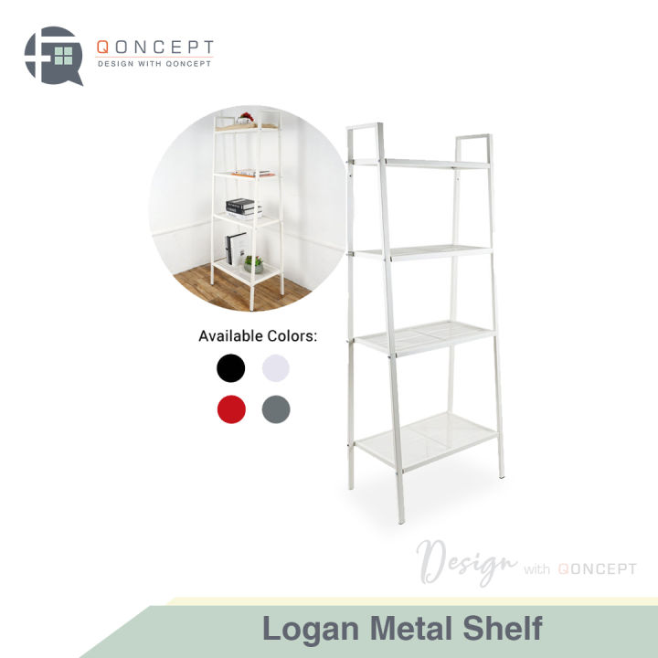 QONCEPT FURNITURE Logan Metal Shelf 4-Tier Multipurpose Shelving Unit ...