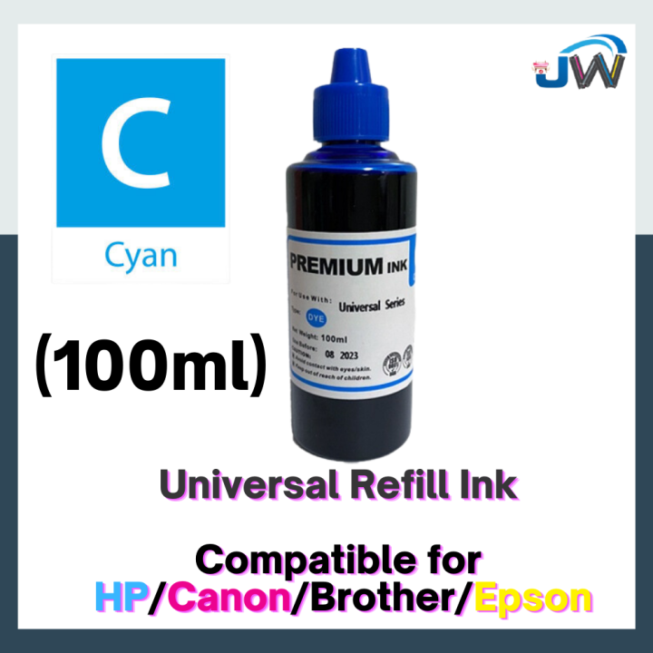 Universal Inkjet Printer Refill Ink 100ml Black Cyan Magenta Yellow ...
