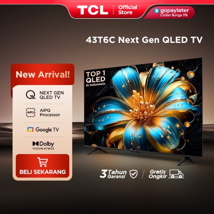 [Next Gen QLED] TCL 43 inch T6C - 4K Google TV - HVA Panel - HDR 10+ - Dolby Vision & Atmos ...