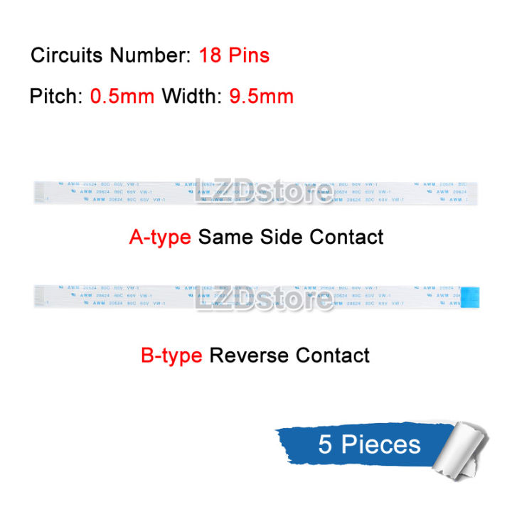 5pcs/lot 18P Flat Flexible Cable FFC FPC Wire 18Pin 18Pins Pitch 0.5mm ...