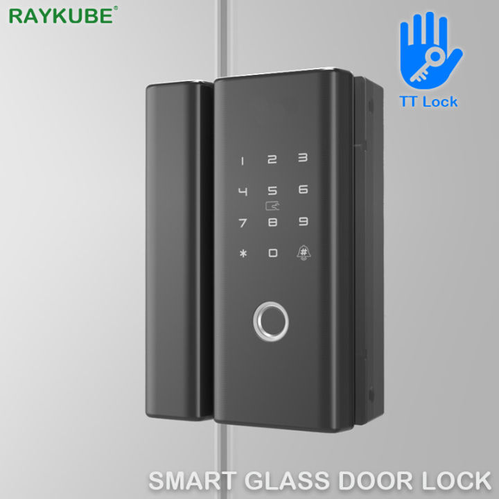 RAYKUBE Intelligent Glass Door Lock Support Bluetooth TT lock Phone APP ...