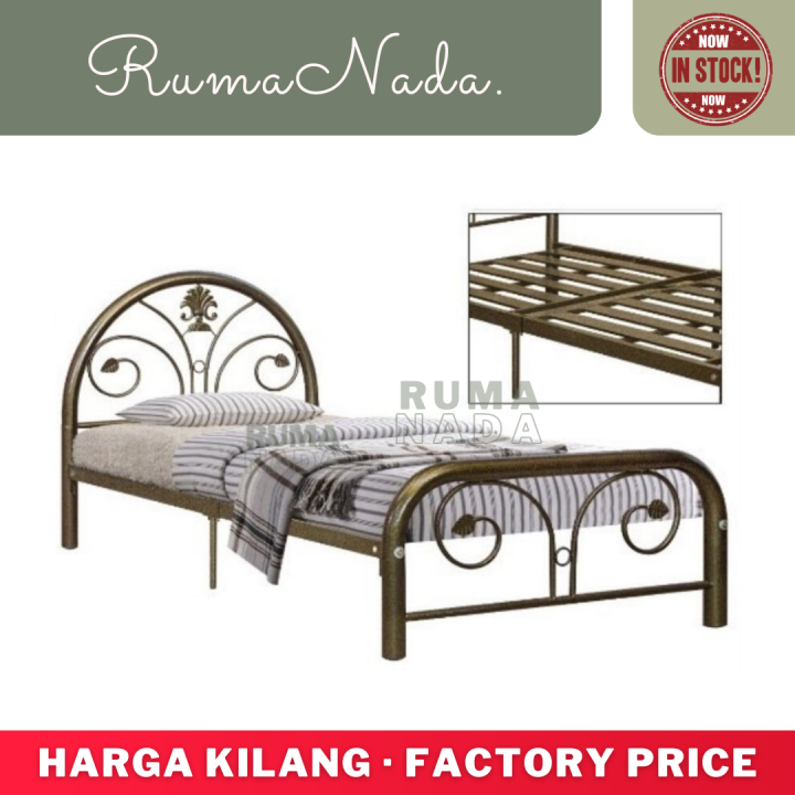 BASE TEBAL Single Bed Frame / Metal Slat Base Single Bed / Bedroom ...