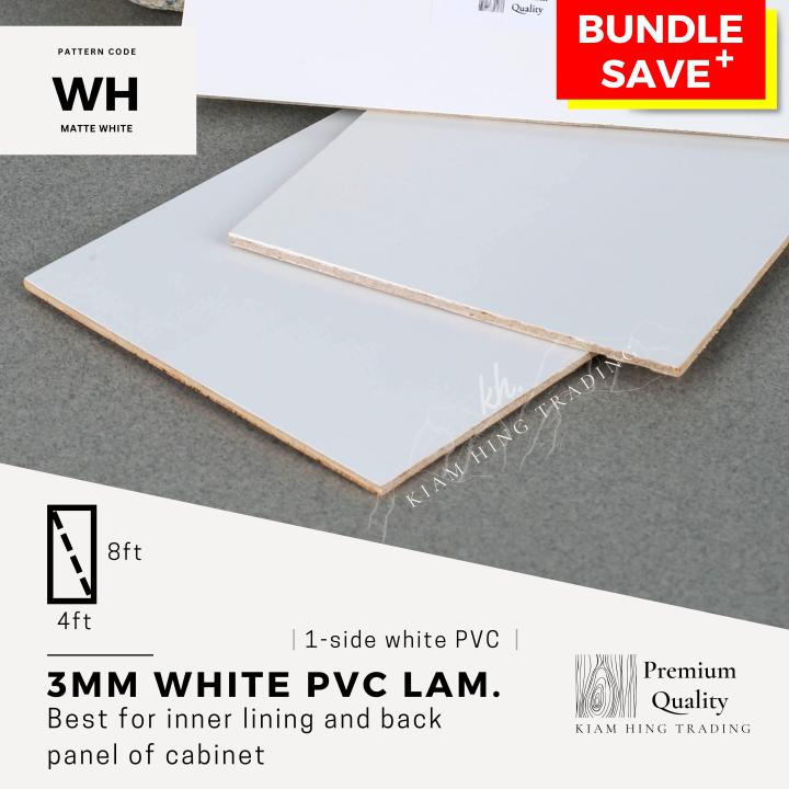 3mm white PVC 1-side laminated plywood (4ft x 8ft) DIY board sheet ...