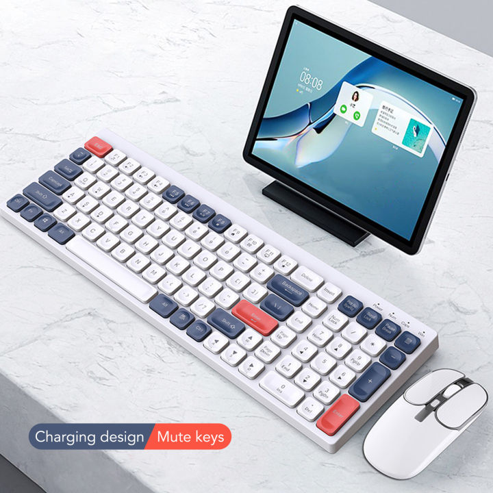 Combo Type C Ergonomic 2 4ghz Keyboard Mouse Round Keycaps Modes Mute Design 3 Dpi For Tablet